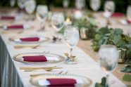 Elegant Table Set Up For Dinner For Either Wedding Reception Or